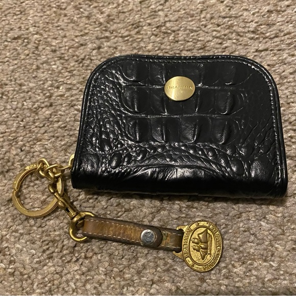 Brahmin | Bags | Brahmin Black Leather Zip Wallet And Fob | Poshmark